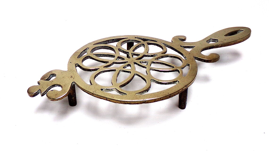 Antique Brass Trivet With a Handle on Three Feet a Pot Stand | Etsy