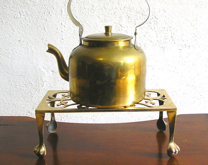 Large Vintage Brass Kettle From Ireland 1950s Goose Neck Vintage Irish ...