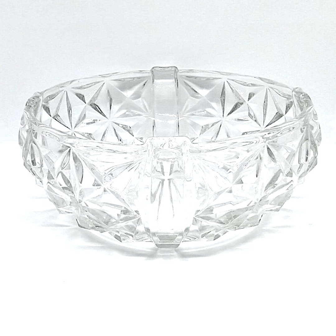 Large Glass Fruit Bowl Art Deco Pattern Decorative Cut Glass - Etsy UK