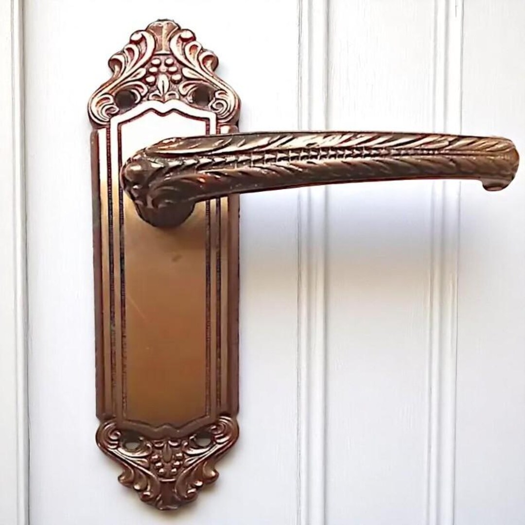 Vintage Italian Brass Door Handle With Backplate | Ornate Architectural ...