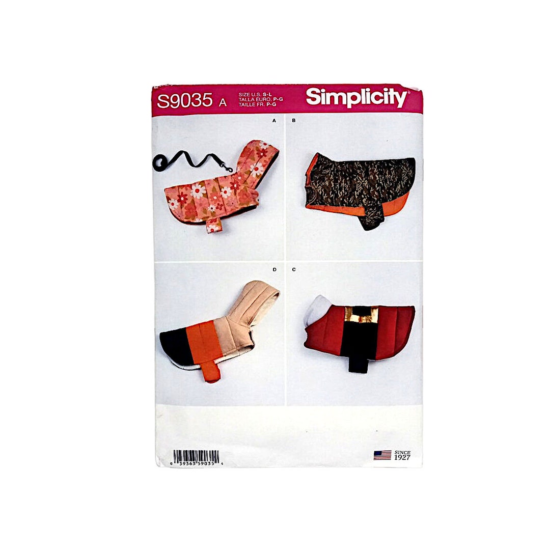 Dog Coat Pattern Quilted Dog Coats Simplicity Sewing Pattern 4 Styles 3 ...