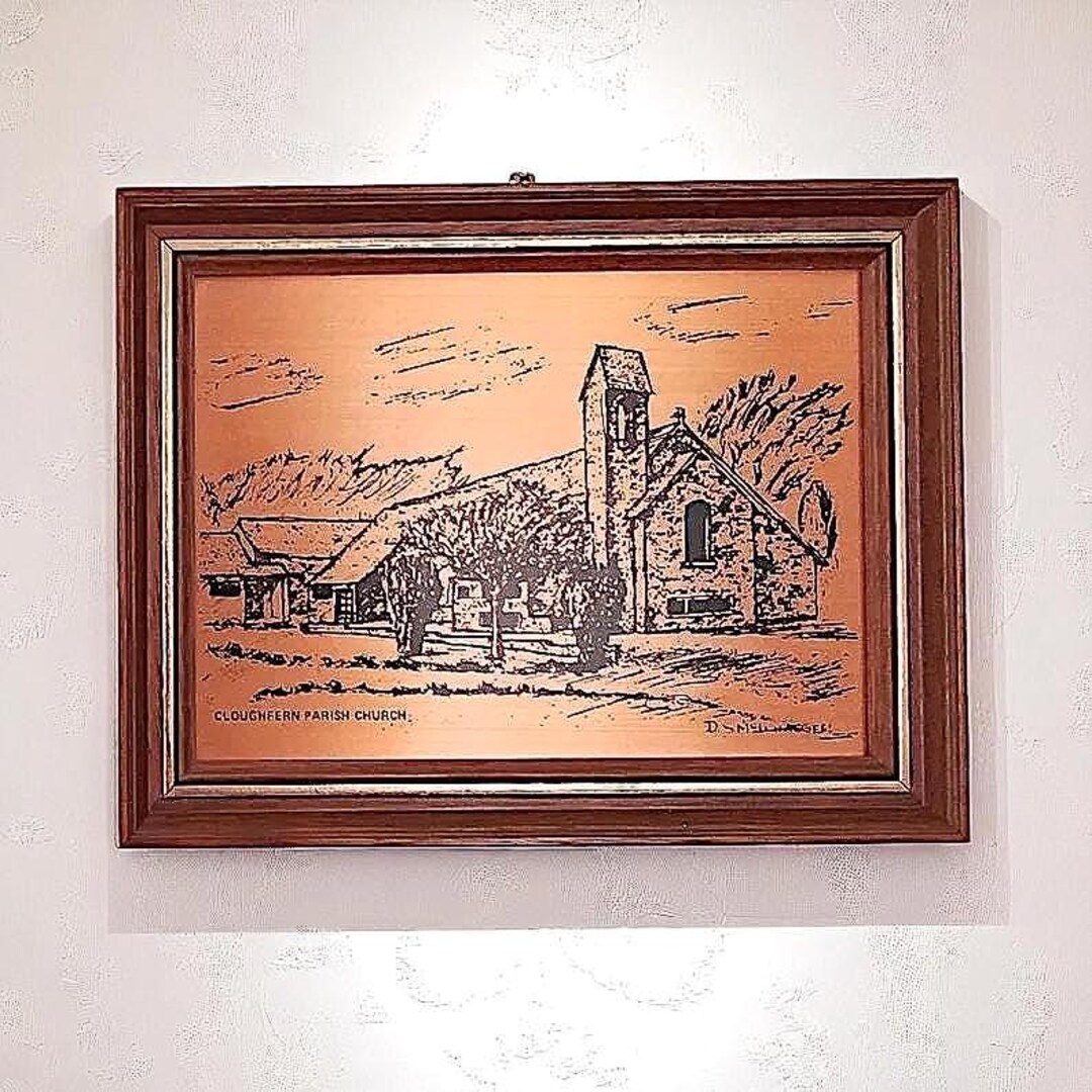 Vintage Copper Wall Art | Coppercraft Etching Irish Church | Irish Art ...