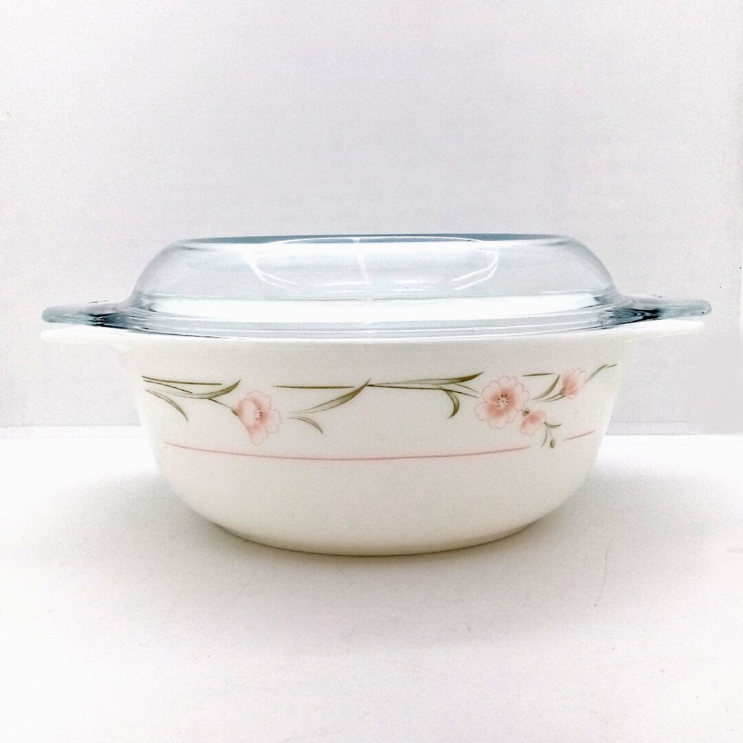 Pyrex Casserole Dish With Lid Pink Wild Flower Pattern Pyrex Glass ...