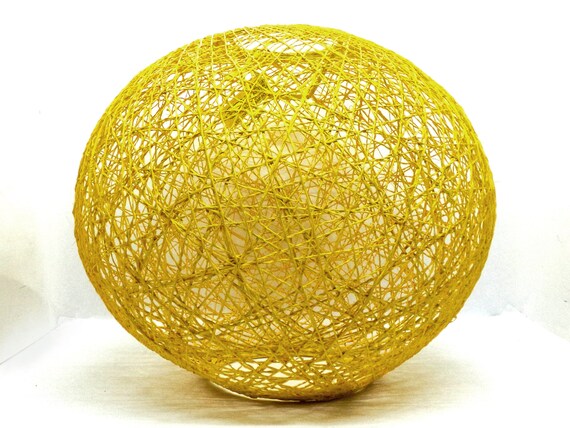 Large Vintage Abaca Light Shade Yellow Rattan Ball Lampshade - Etsy UK