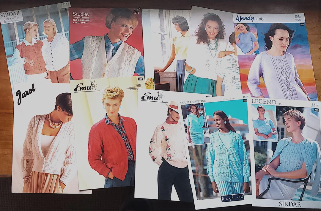 Women's 1990s–2000s Knitting Patterns, Cardigans and Tops, Set of 10 ...