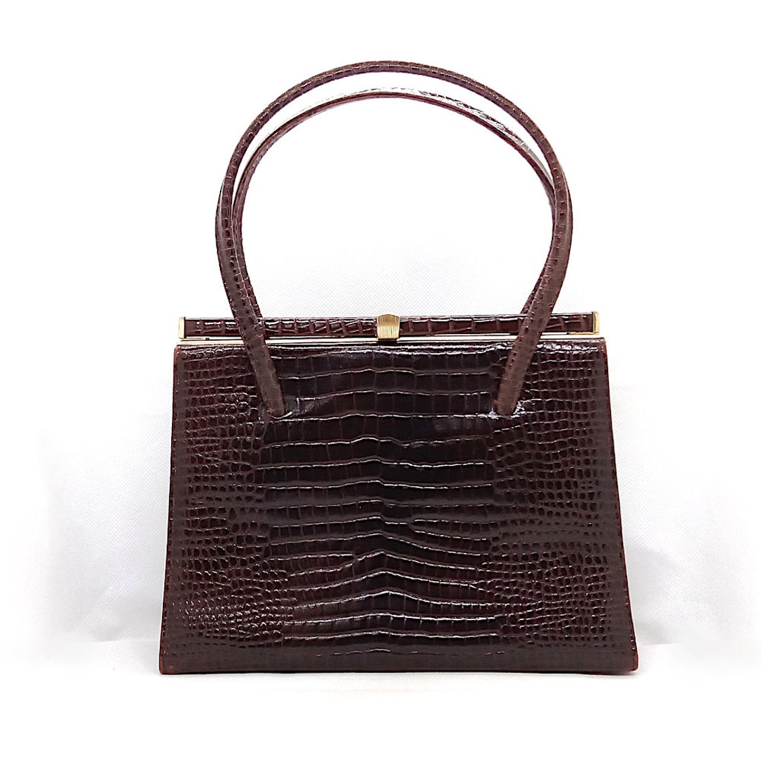 Vintage Lady Bag From the 1960's in Brown Leather Handbag Made in ...