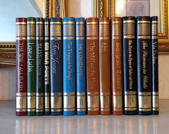 Vintage Decorative Book Set of 13 in Faux Leather, Classic Literature ...