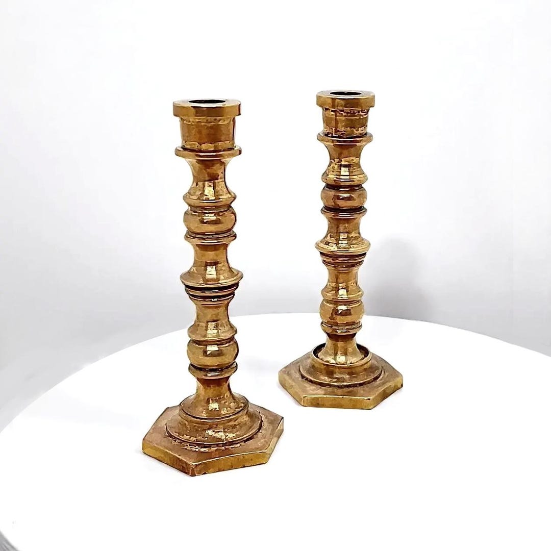 Vintage 1950s Mini Brass Candlesticks | 2.25-inch Solid Brass Taper ...