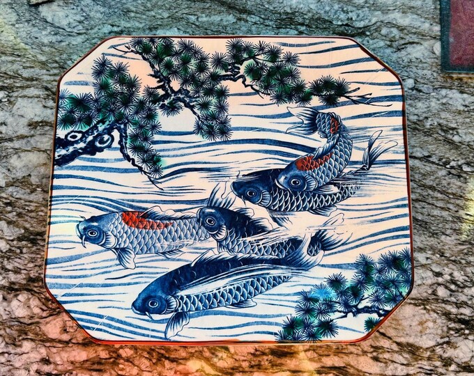 Rare Vintage Tajimi Platter. Andrea by Sadek Japanese Porcelain. Koi ...