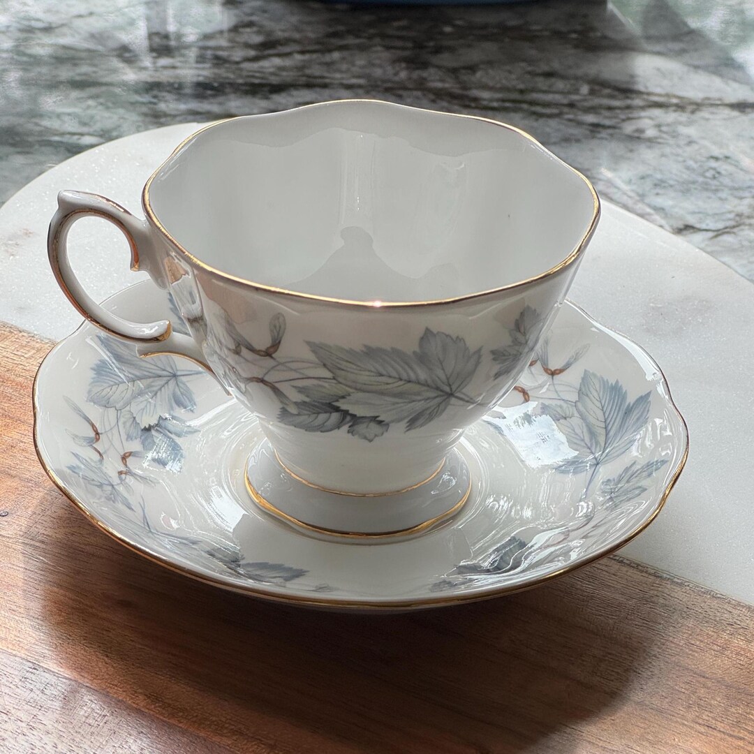 Vintage Midcentury Royal Albert Montrose Teacup & Saucer. "silver Maple" Pattern. Ornate Handle ...