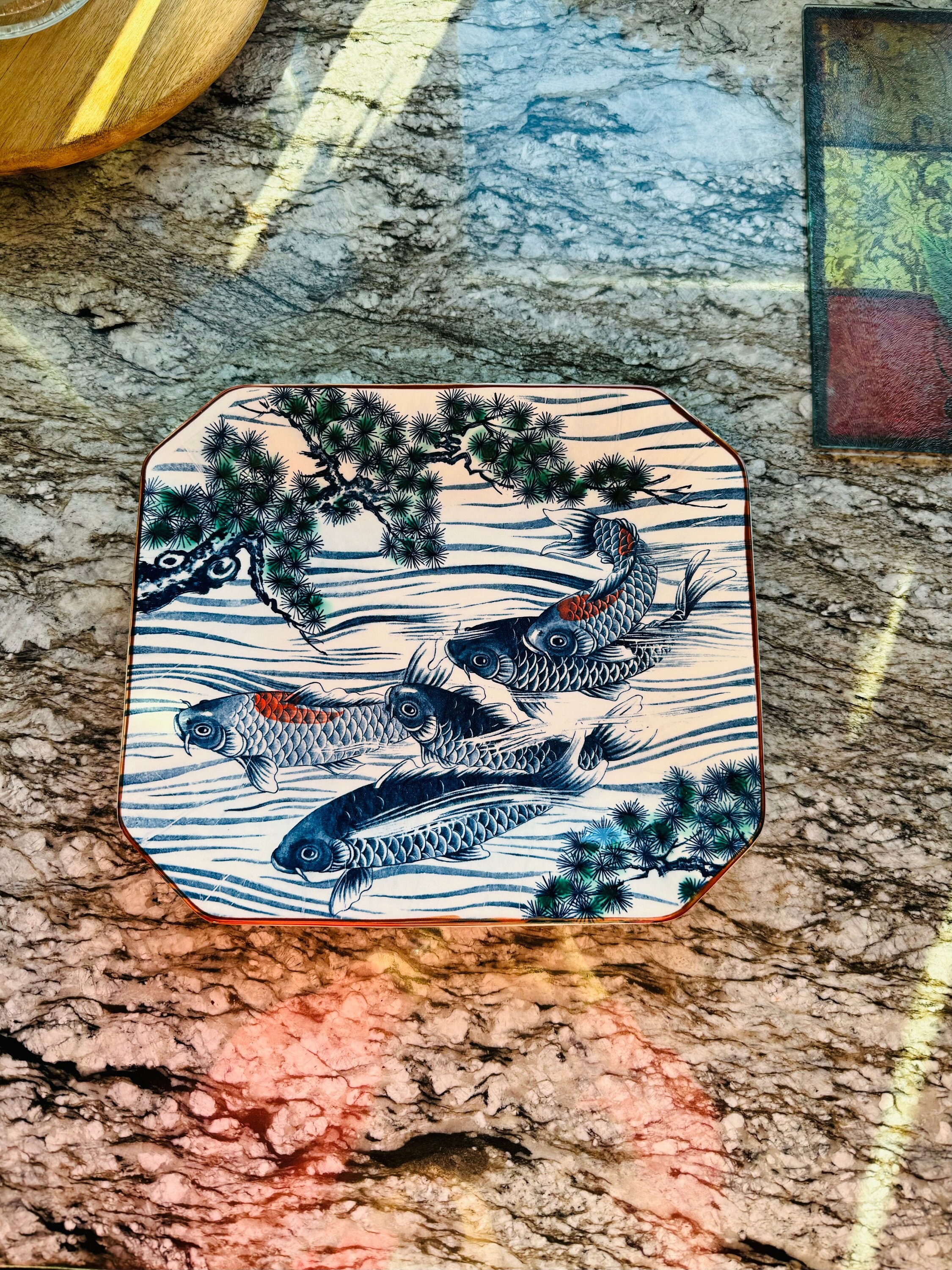 Rare Vintage Tajimi Platter. Andrea by Sadek Japanese Porcelain. Koi ...