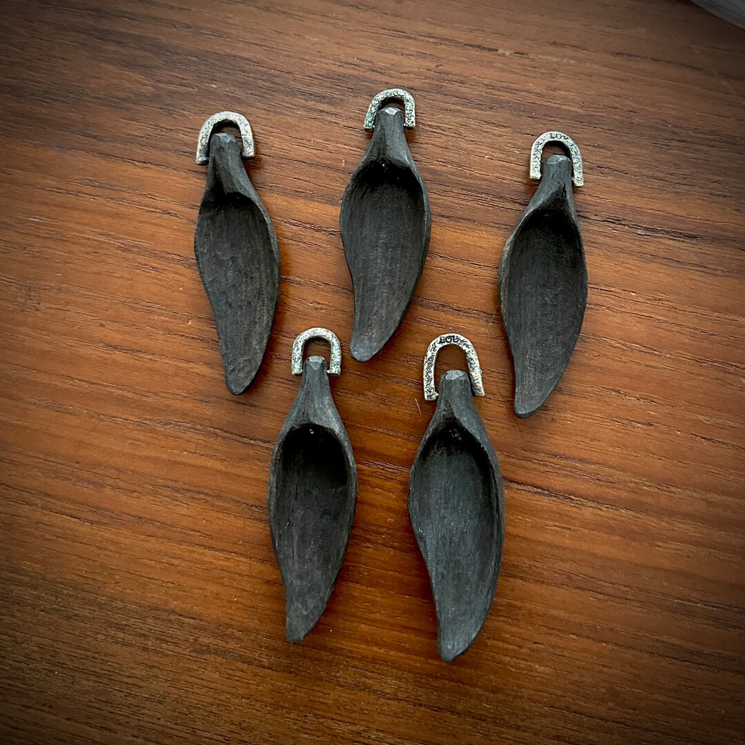 Original Lou Zeldis Hand Carved Black Wood and Sterling Silver Pendants ...