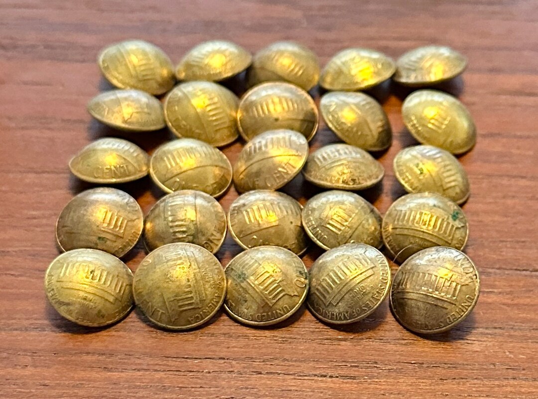 Original Buttons by Lou Zeldis : Made From Brass Plated Copper Pennies ...