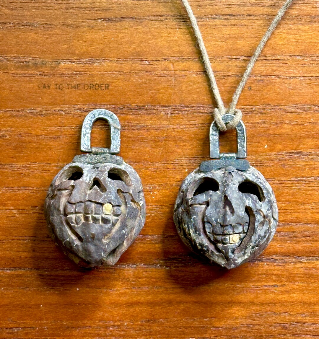 Lou Zeldis Hand Carved Skulls With 22k Gold and Sterling. A Fabulous Et ...