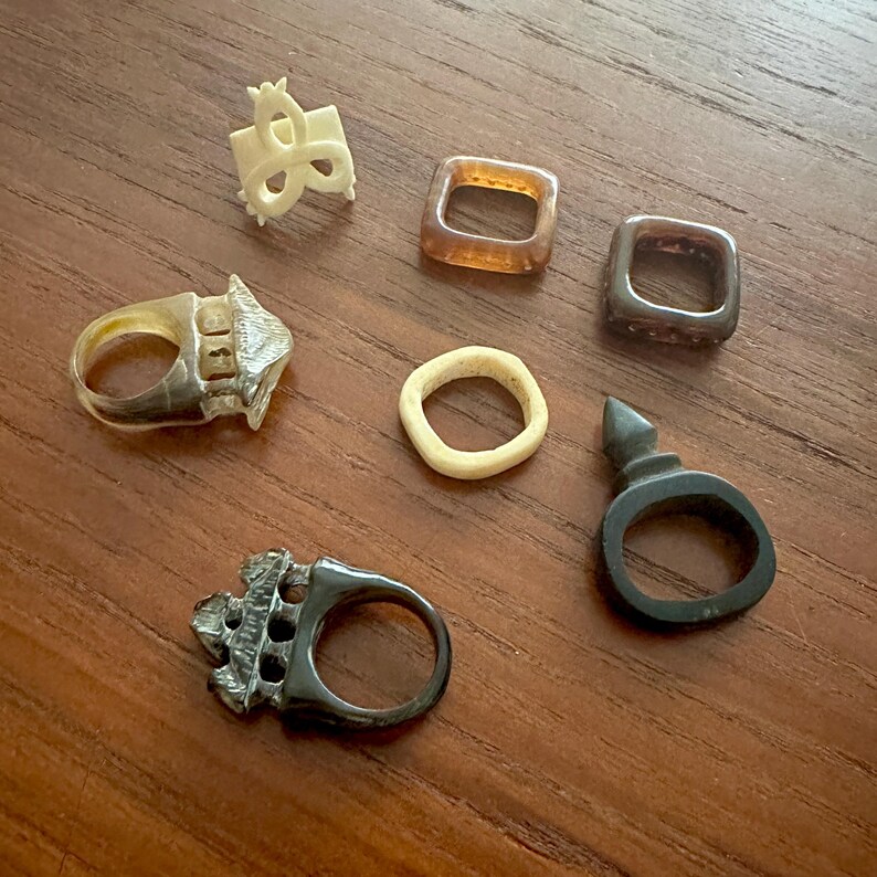 Assorted Set of 7 Lou Zeldis Originals: Ring Size 4.5 ...assorted Horn ...