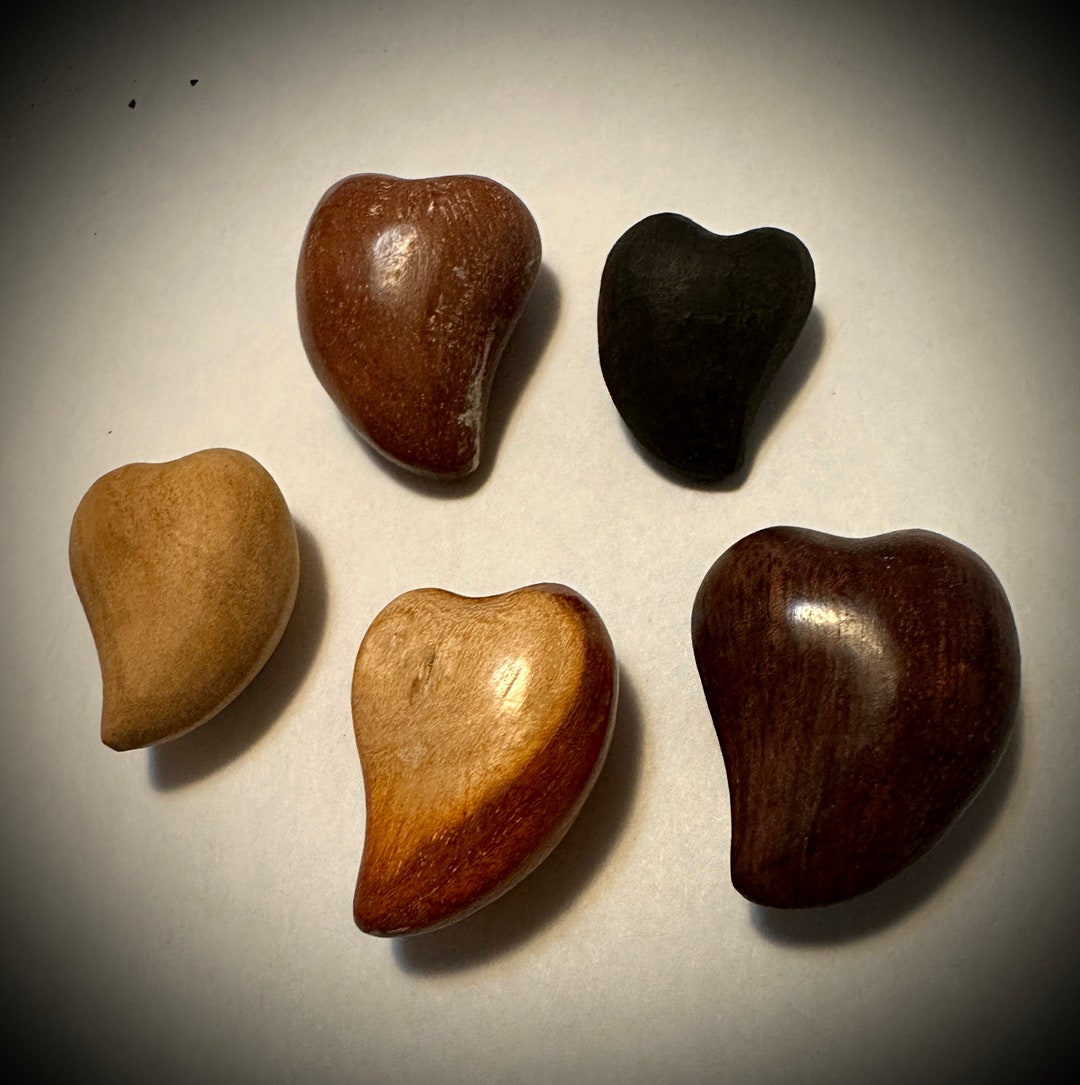 A Beautiful Selection of Various Hand Carved Wooden Hearts by Lou ...