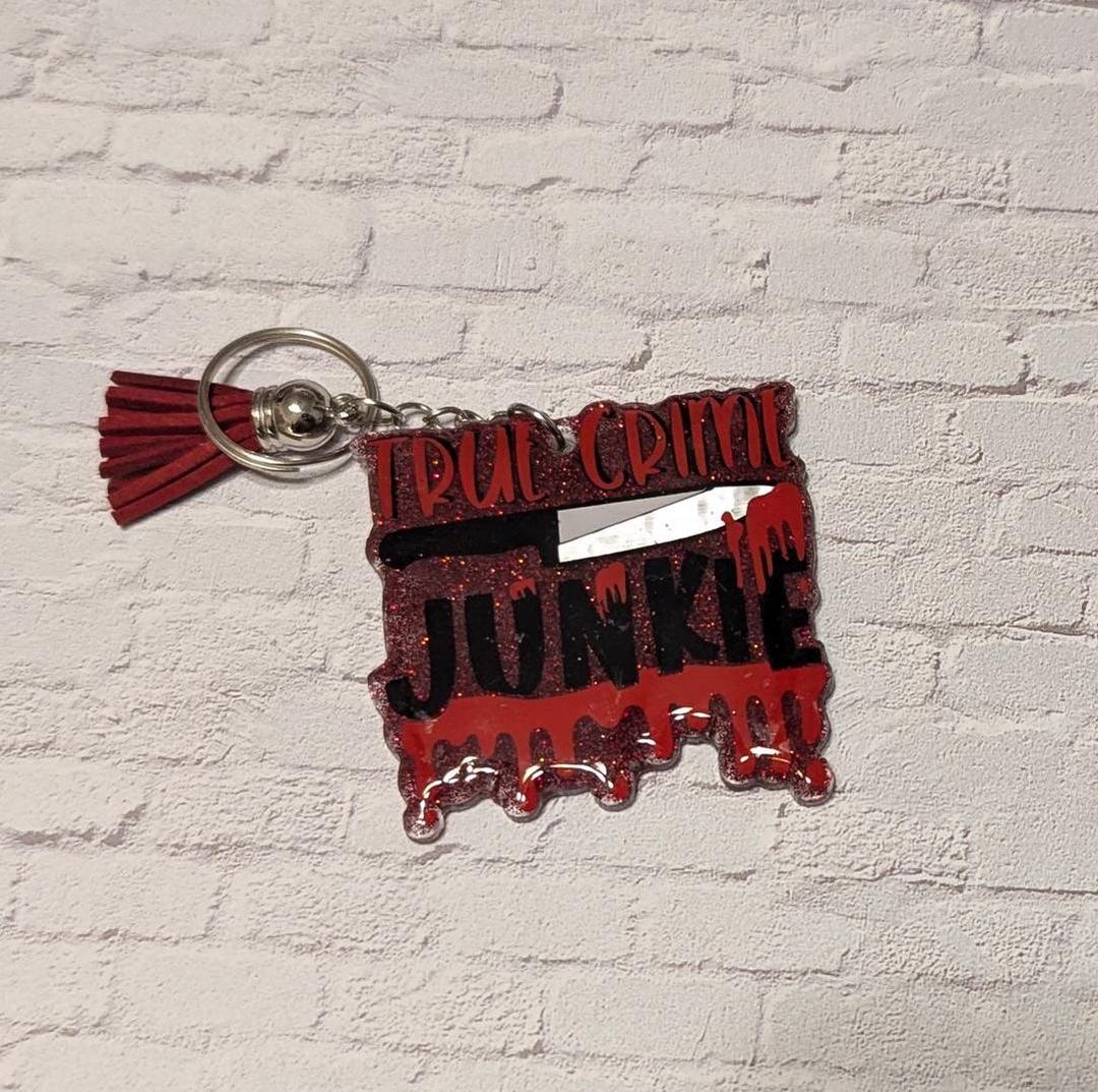 True Crime Junkie Acrylic Keychain | True Crime Keychain | Acrylic ...
