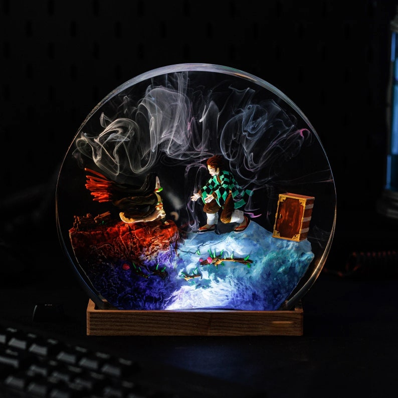 SWORDMAN ANIME Tanjiro Kamado Resin Lamp, Custom Anime Diorama Night ...