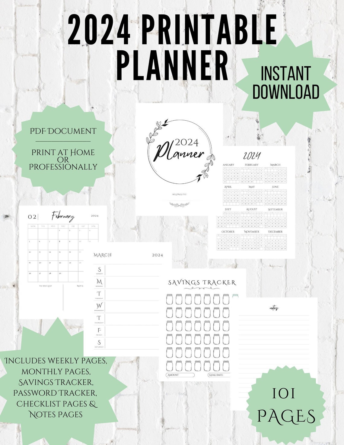 2024 Printable Planner Weekly Planner Monthly Planner - Etsy