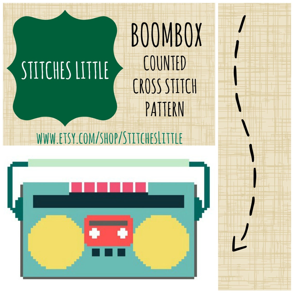 Retro Modern Cross Stitch Pattern Boombox Cross Stitch PDF Pattern ...