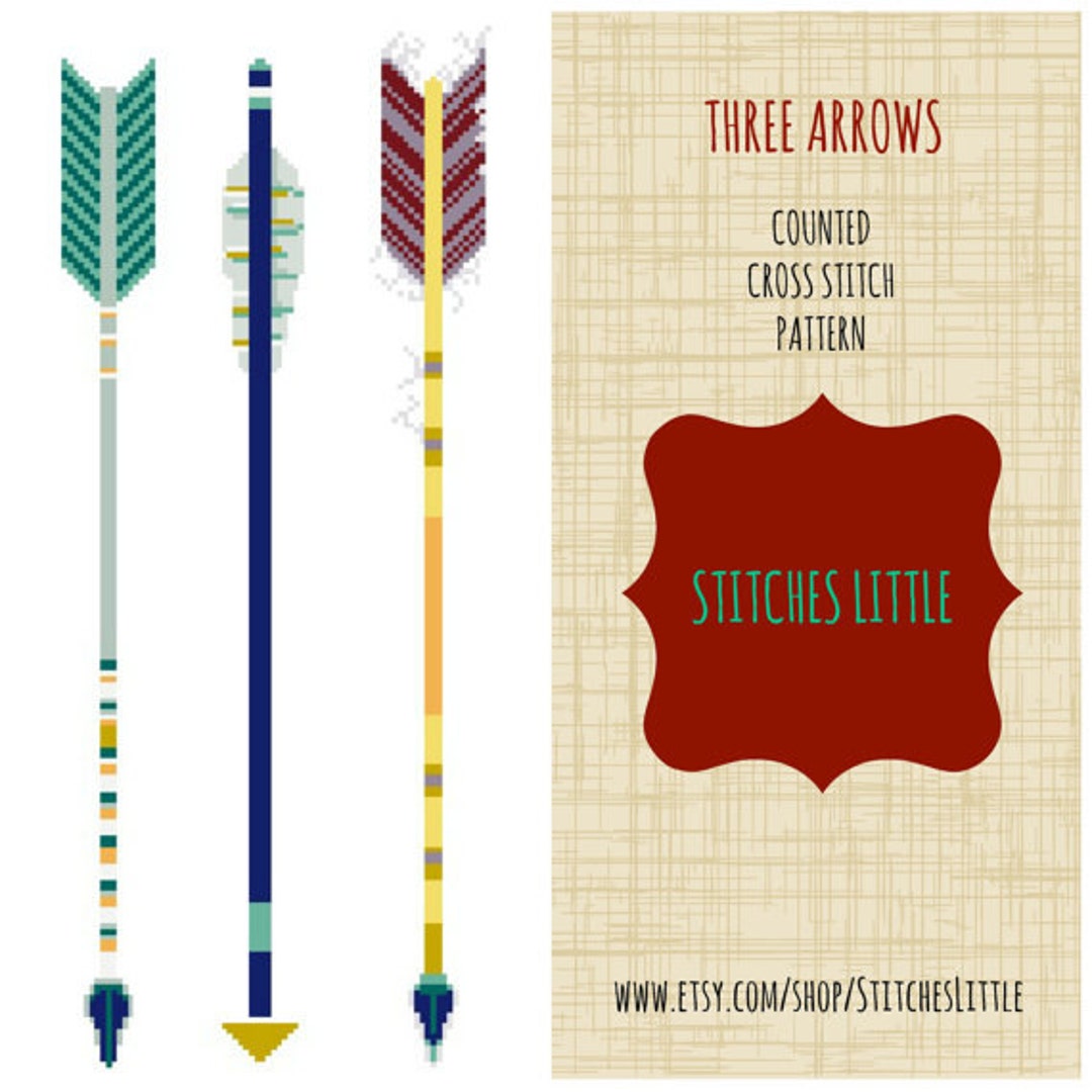 Arrow Cross Stitch Pattern - Modern Cross Stitch Pattern - Three Arrows ...