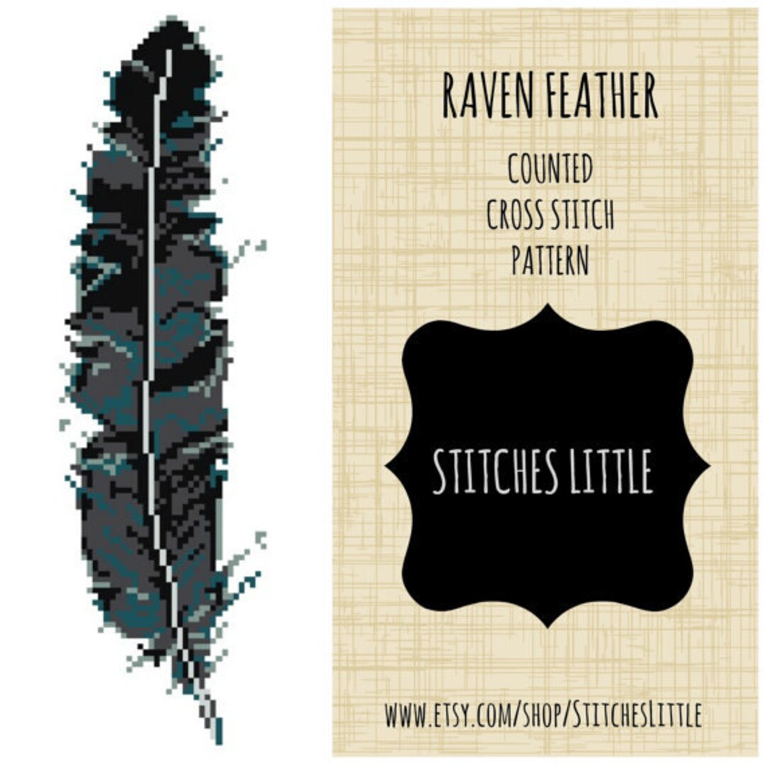 Feather Cross Stitch Pattern - Modern Cross Stitch Pattern - Black ...