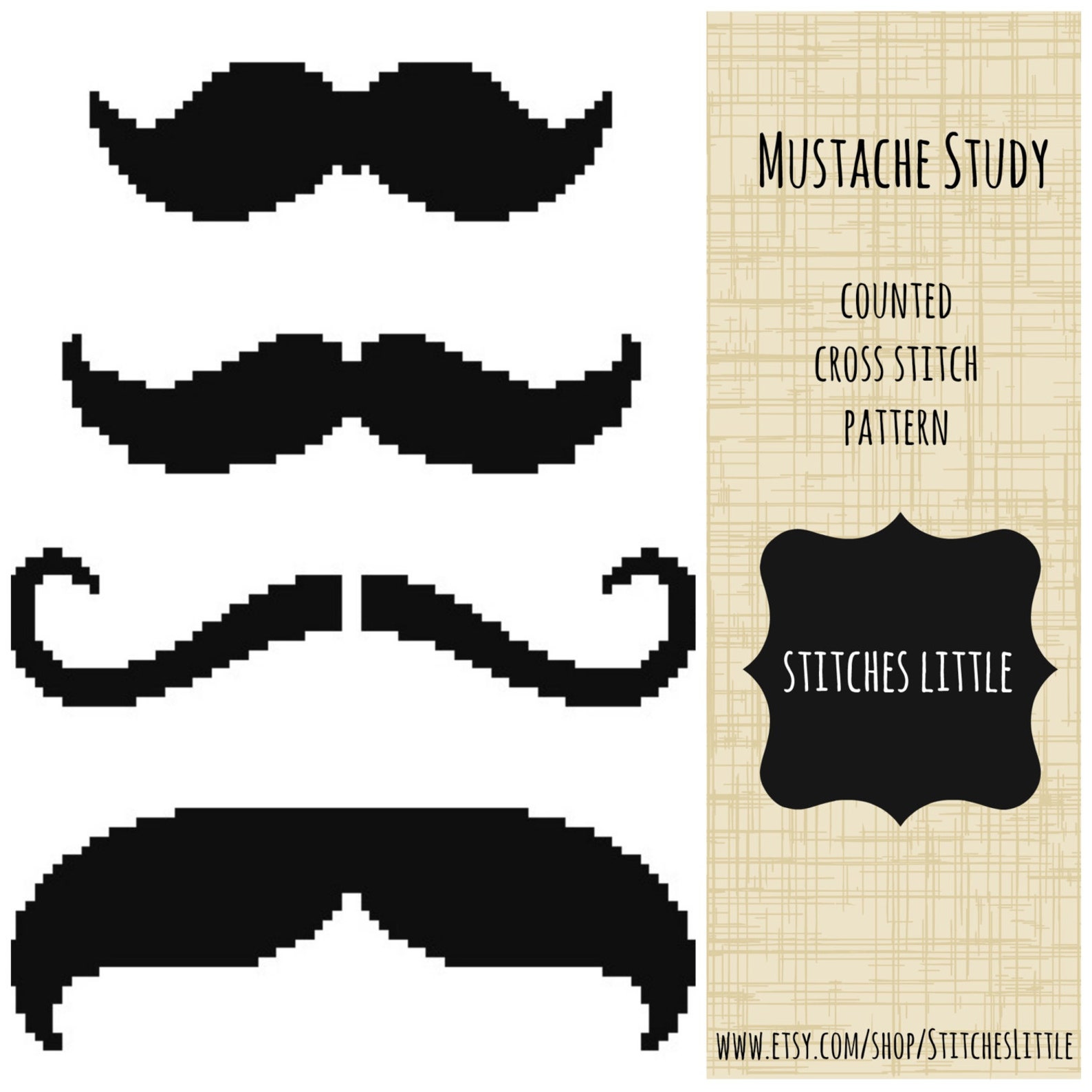 Modern Cross Stitch Pattern - Mustache Study - PDF - Instant Download ...