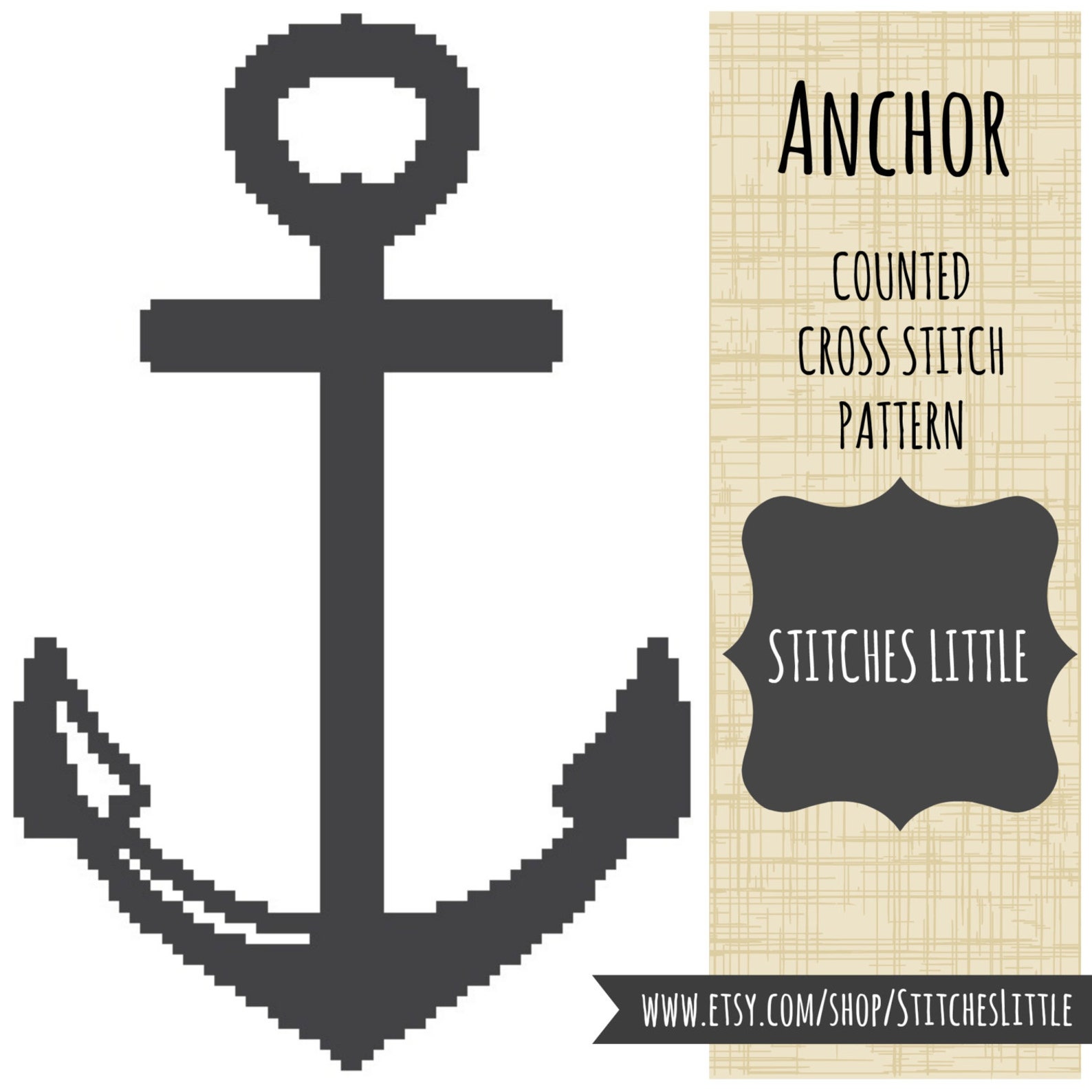 Anchor Cross Stitch Pattern - Modern Cross Stitch - Nautical Cross ...