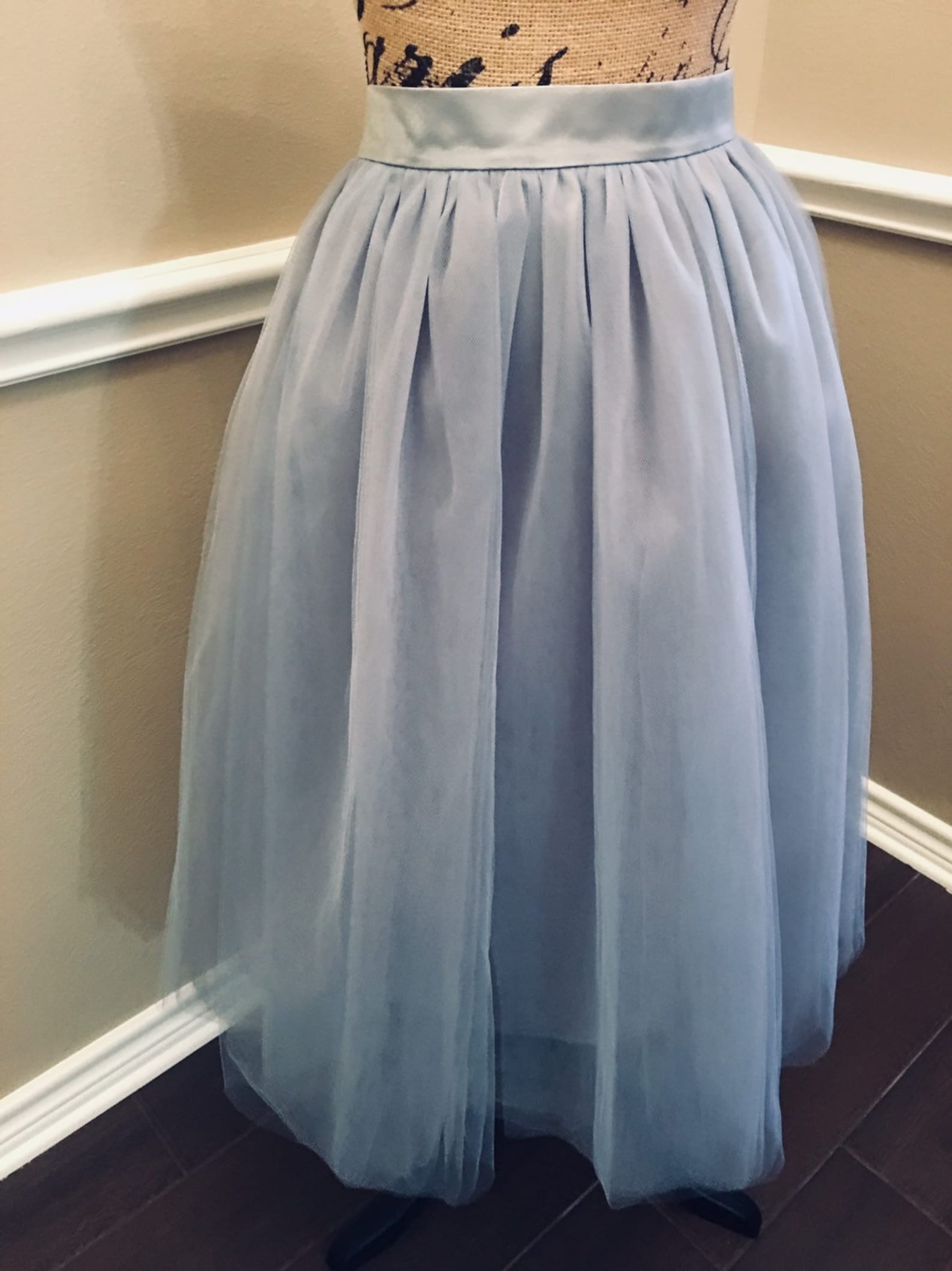 Blue Gray Tulle Skirt: Custom Bridesmaid Dress, Rustic Wedding FREE ...