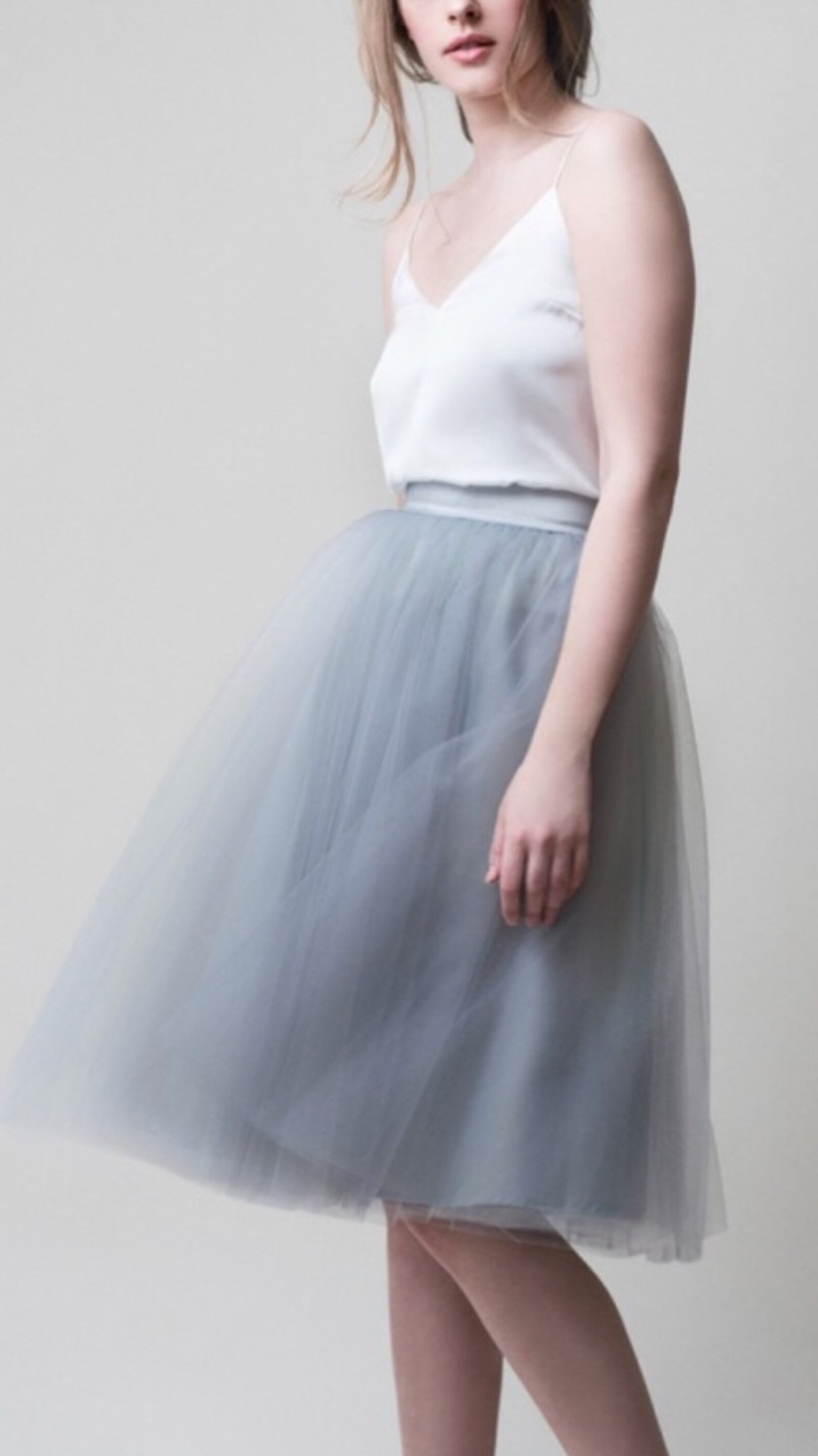 Blue Gray Tulle Skirt: Custom Bridesmaid Dress, Rustic Wedding FREE ...