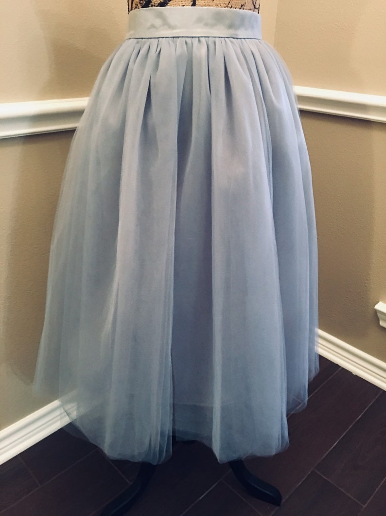 Blue Gray Tulle Skirt: Custom Bridesmaid Dress, Rustic Wedding FREE ...