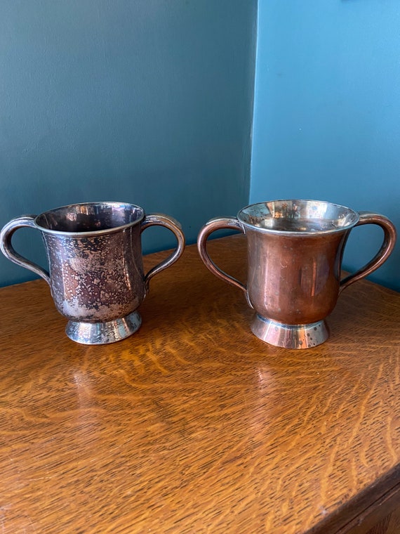 Pair of Copper Pint Tankards/ Loving Cups Twin Handles | Etsy