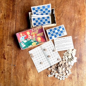 1950s Vintage Lotto or Housey Housey Board Game With Wooden Numerals ...