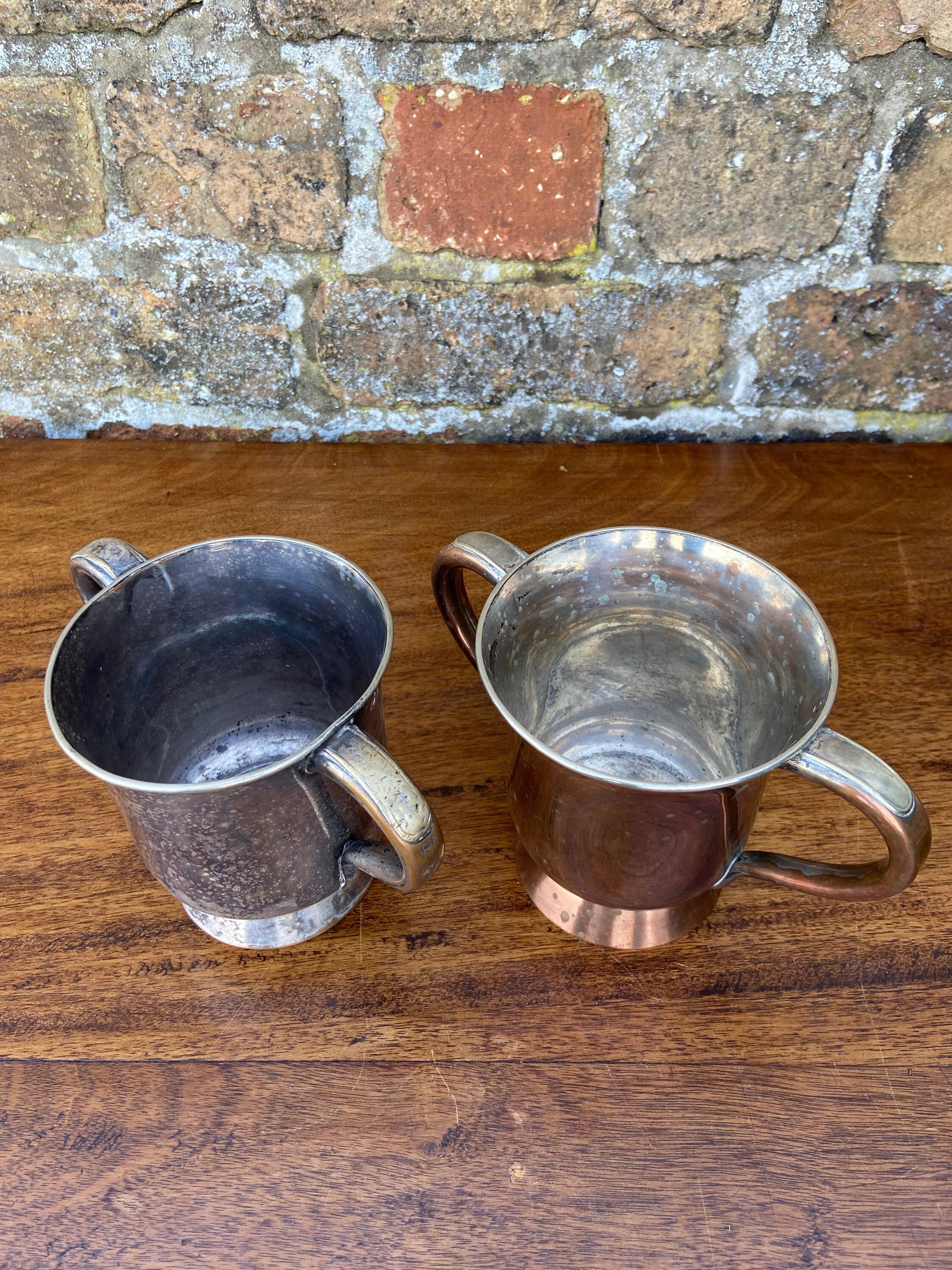 Pair of Copper Pint Tankards/ Loving Cups Twin Handles | Etsy