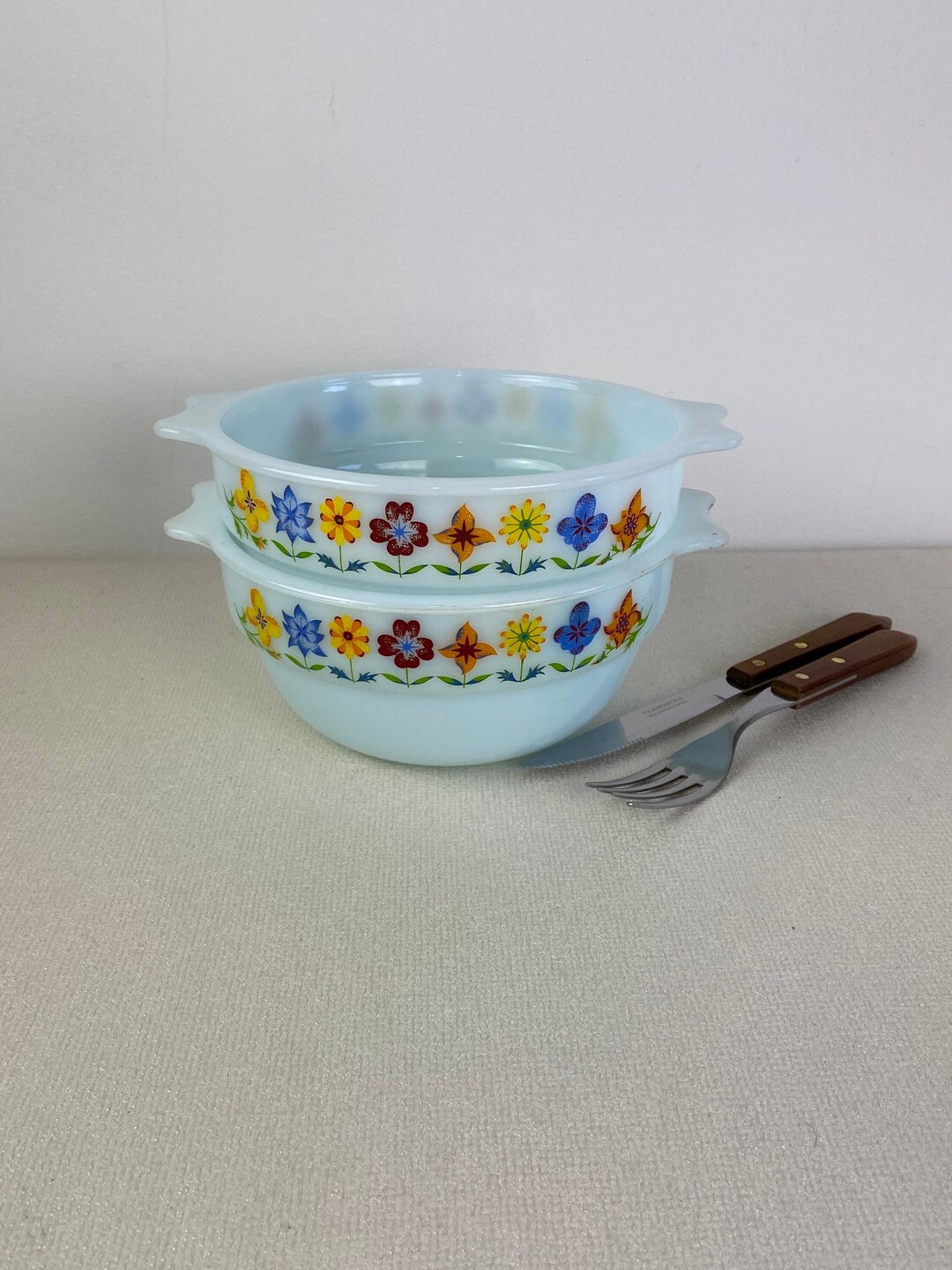 Pair of White Pyrex Casserole Bowls Stackable 1970s - Etsy