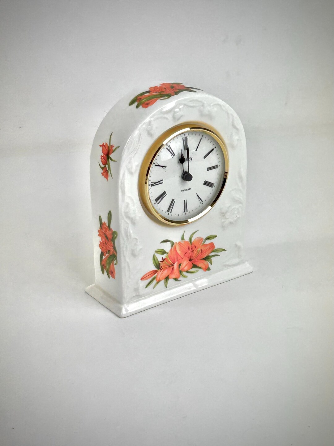 Aynsley Callalilly Mantle Clock White Ceramic With Callalillys C1990s ...