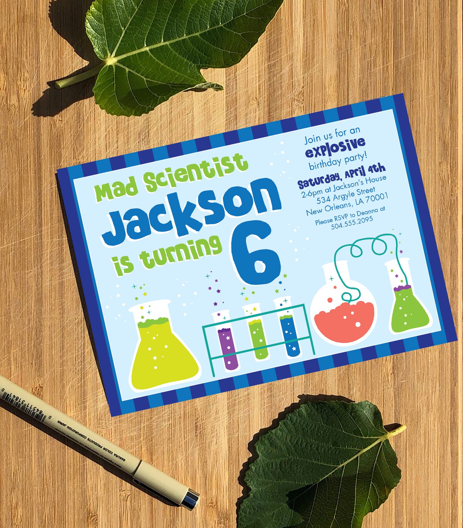 Science Birthday Party Invitation Personalized, Printable Mad Scientist ...