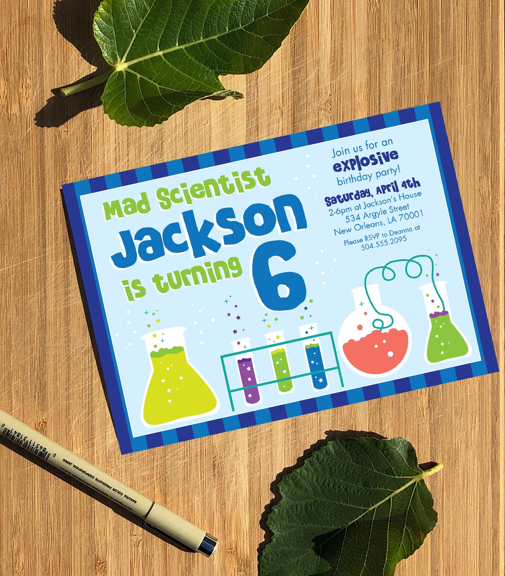 Science Birthday Party Invitation Personalized, Printable Mad Scientist ...