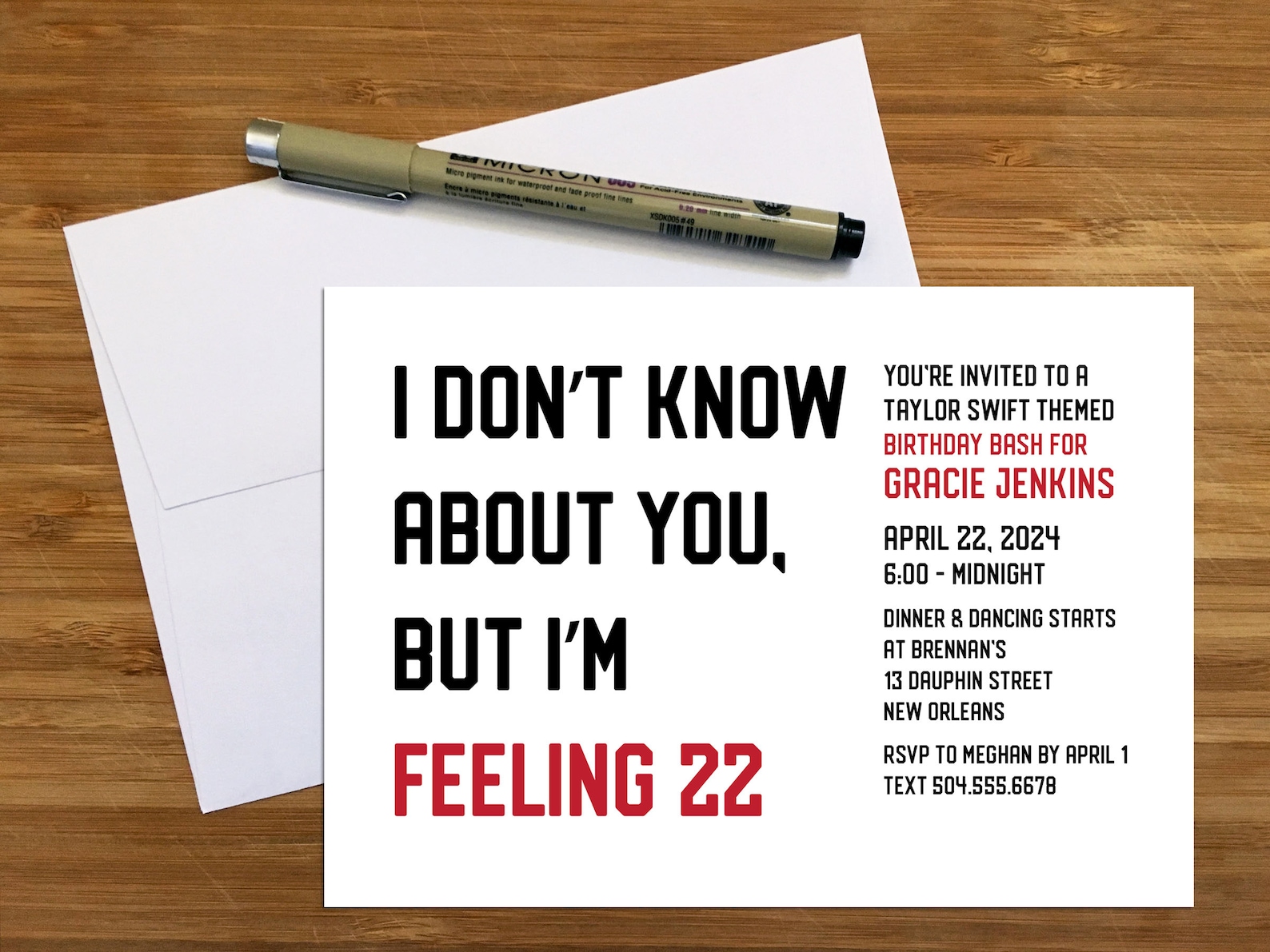 Feeling 22 Birthday Party Invitation - Personalized, DIGITAL OR PRINTED ...