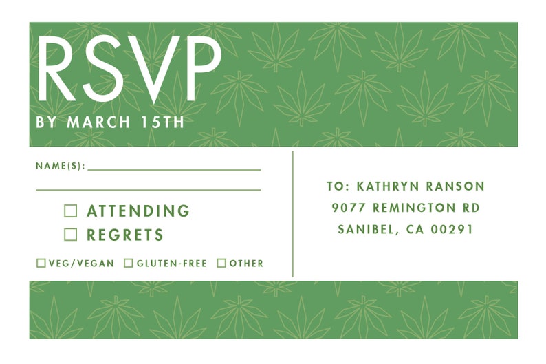 Cannabis Friendly Wedding Invitation / Cannabis Birthday Party | Etsy