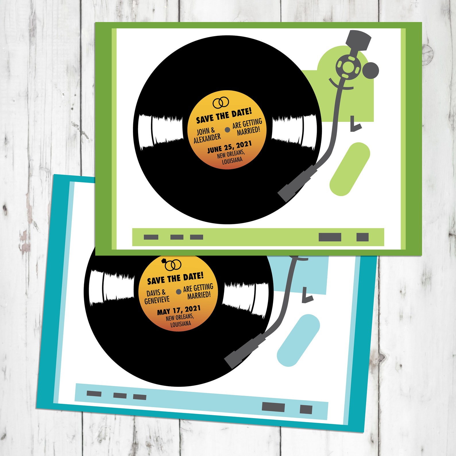 Vintage Record Player Wedding Save the Dates Personalized - Etsy