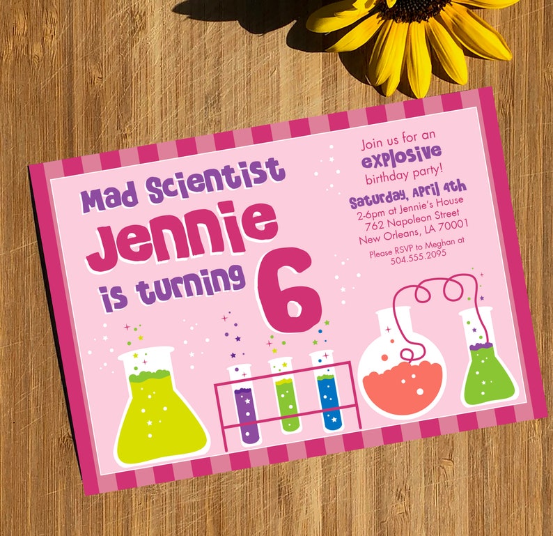 Science Birthday Party Invitation Personalized, Printable Mad Scientist ...