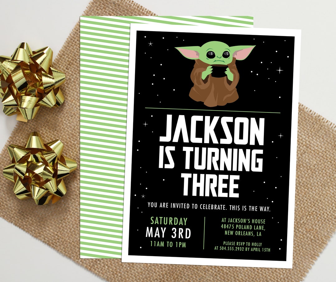 Baby Yoda Inspired Birthday Invitation – Mandalorian Theme, Grogu ...