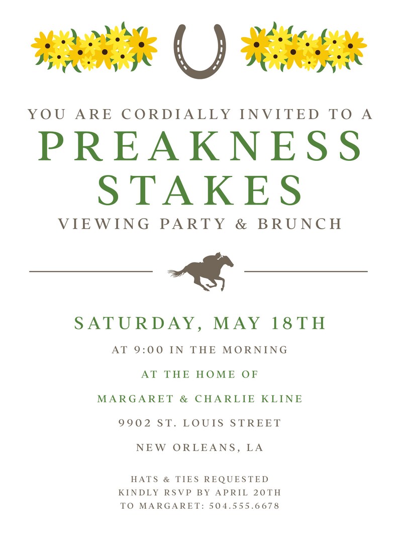 Preakness Stakes Party Invitation Personalized, DIGITAL OR PRINTED ...