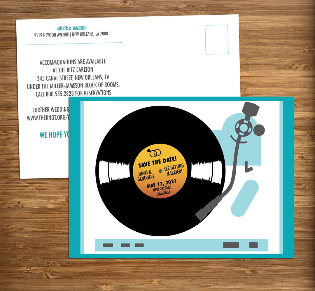 Vintage Record Player Wedding Save the Dates Personalized - Etsy