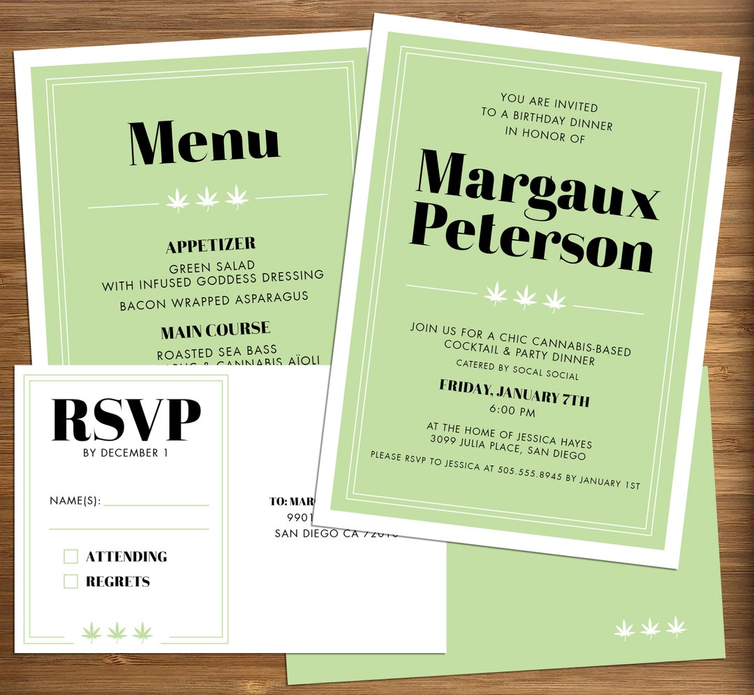 Cannabis Friendly Wedding Invitations DIGITAL or PRINTED Adult Birthday ...