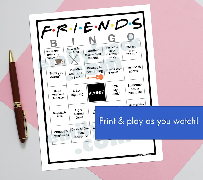 Friends Bingo / Friends Tvshow Game DIGITAL DOWNLOAD - Etsy Ireland