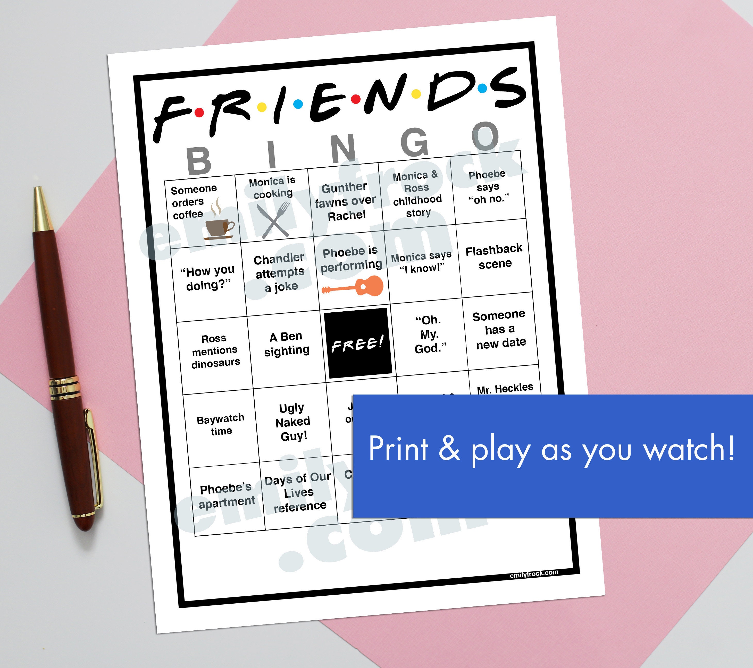 Friends Bingo / Friends Tvshow Game DIGITAL DOWNLOAD - Etsy Ireland