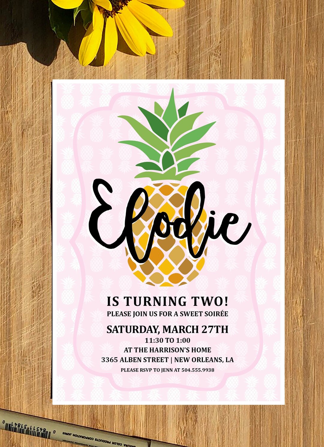 Pineapple Birthday Party Invitation / Pineapple Baby Shower Invite ...