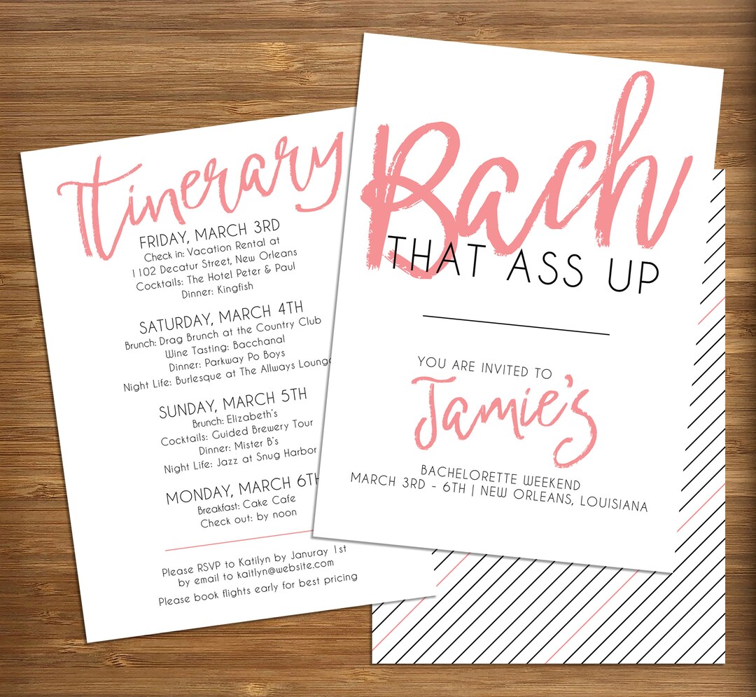 Bach That Ass up Bachelorette Party Invitation - Personalized, DIGITAL ...